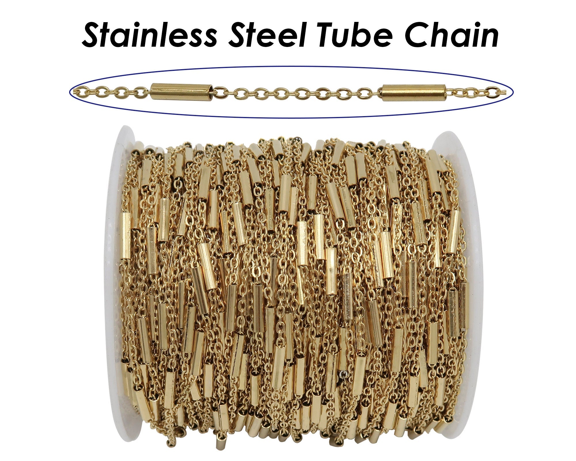 Tube Chain Gold Silver Stainless Steel Chain Bulk Satellite Chain, Bea ...