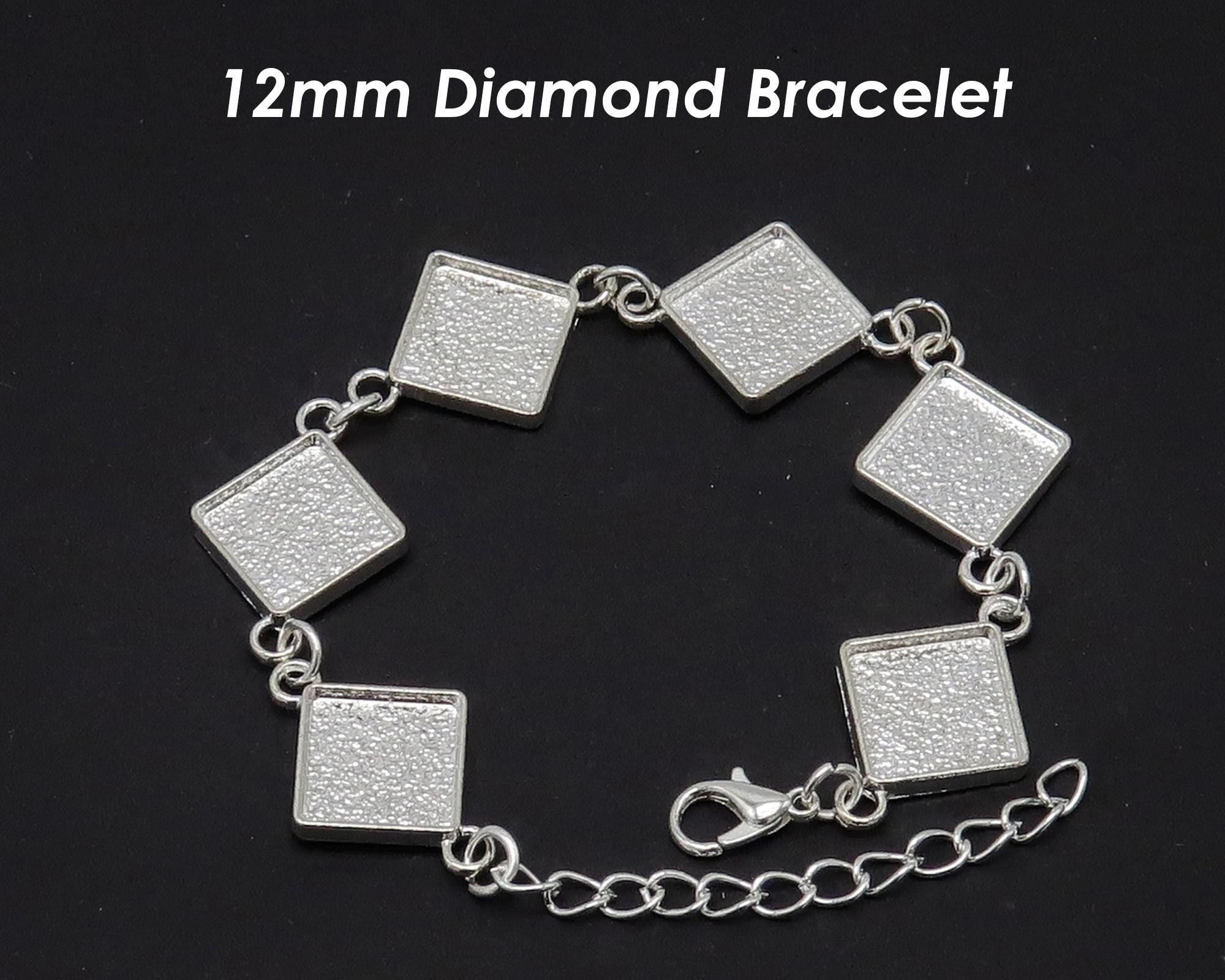 Diamond Bracelet Blanks for Jewelry Making, 12mm Square Bezel Bracelet ...